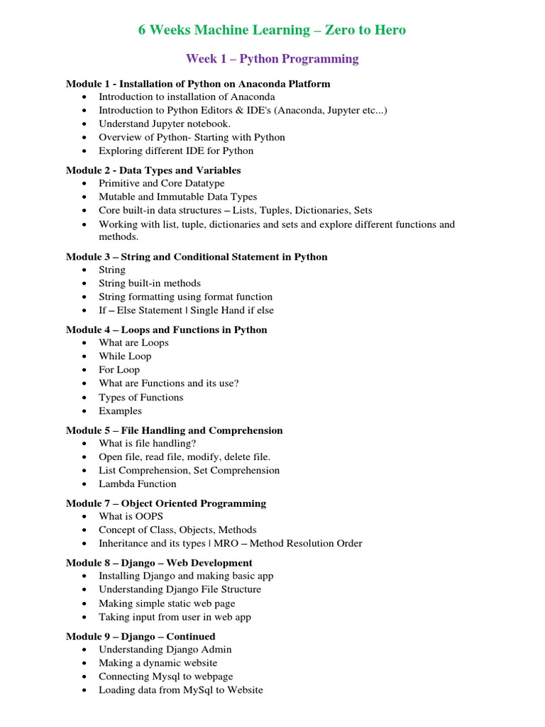 Machine Learning Zero To Hero 6 Weeks | PDF | Machine Learning | Cluster Analysis