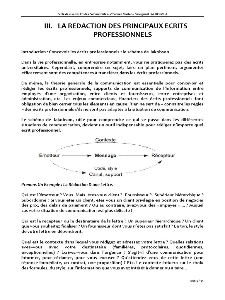 La Redaction Des Principaux Ecrits Professionnels | PDF