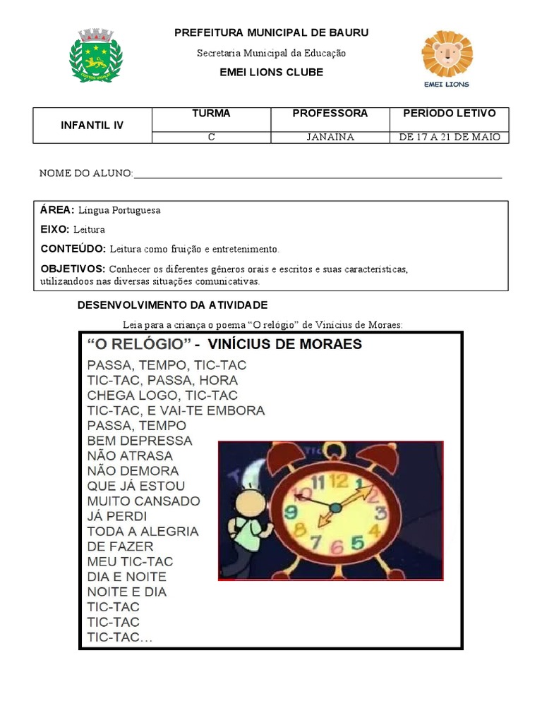 12 Semana - Profa. Janaina | PDF | Tempo