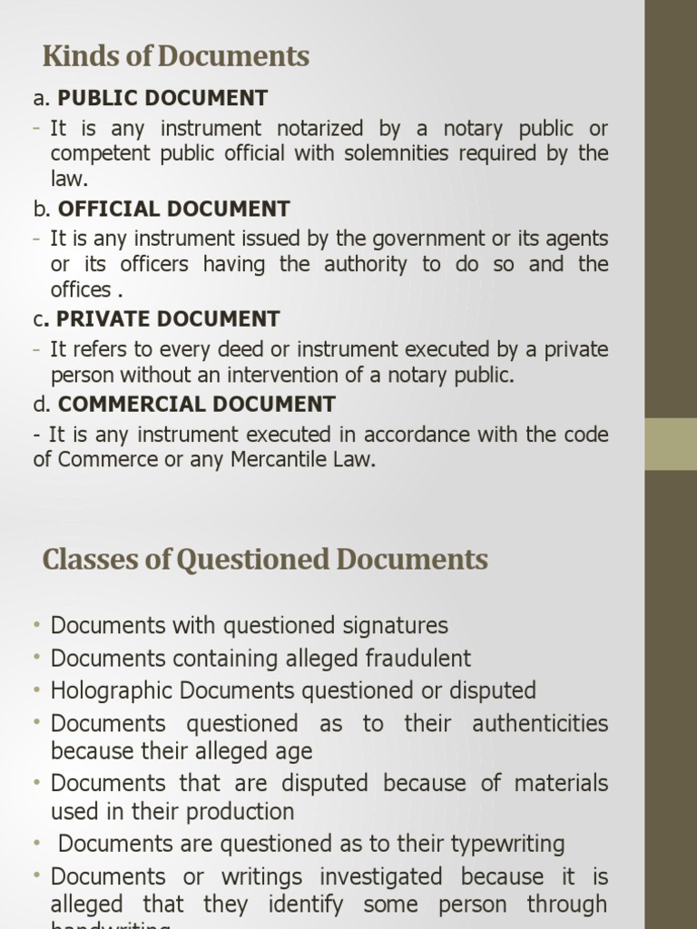 Classes And Kinds Of Documents Pdf
