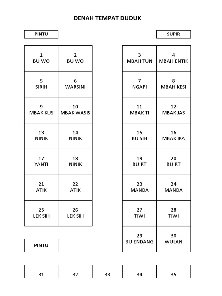 Denah Tempat Duduk Bis | PDF