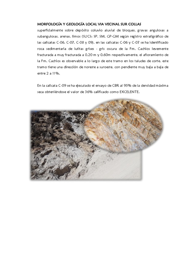 Morfología y Geología Local Via Vecinal Sur Collas | PDF