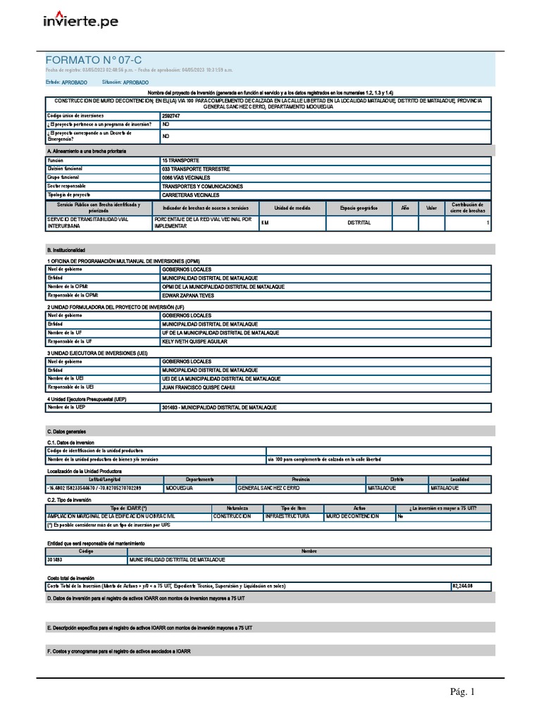 Registro De Formato 7c | Pdf