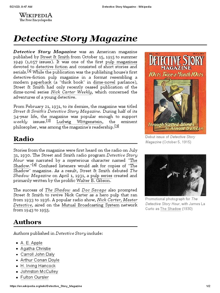 Detective Story Magazine | PDF | Periodicals | Pulp Fiction