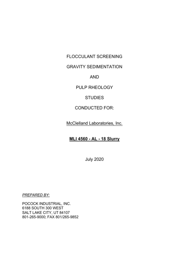 MLI 4592 - SLS Report and Appendix Dec 2020 | PDF | Shear Stress | Rheology
