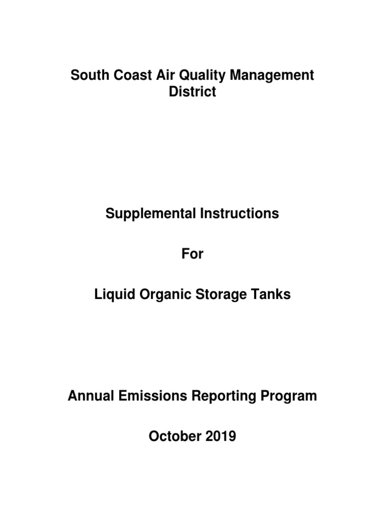 Supplemental Instructions For Liquid Organic Storage Tanks | PDF ...
