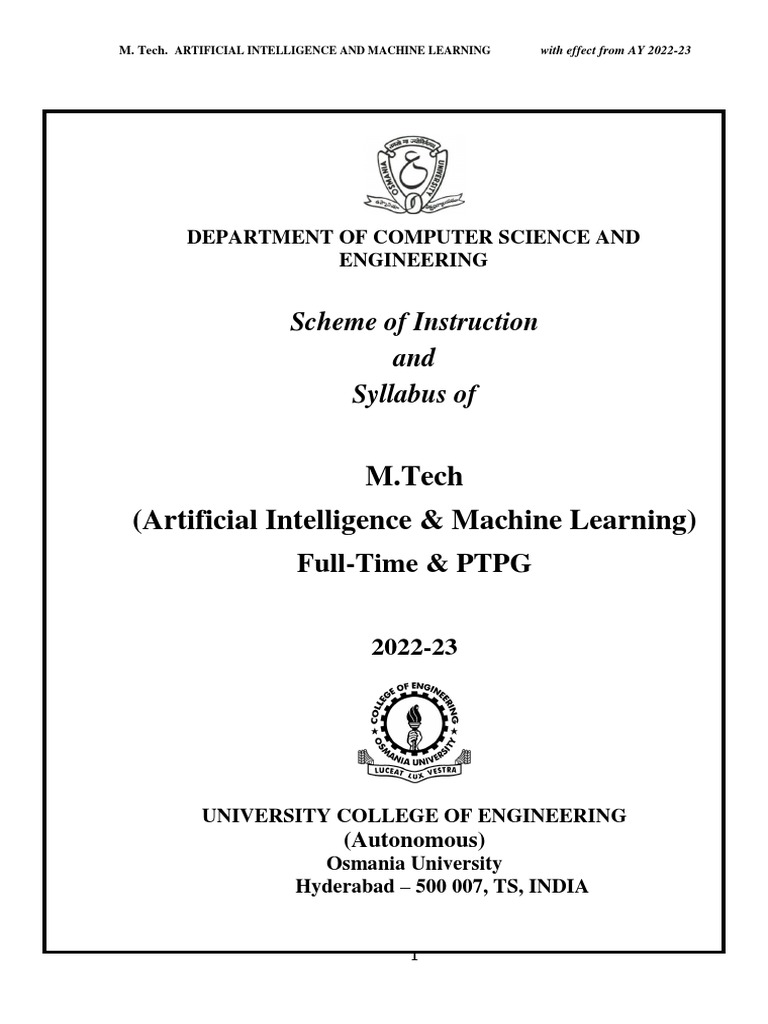 MTech AIML Syllabus 2022-23 | PDF | Machine Learning | Support Vector ...