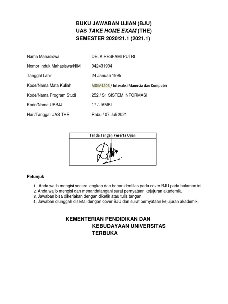 Buku Jawaban Ujian UT | PDF | Karier & Perkembangan | Komputer