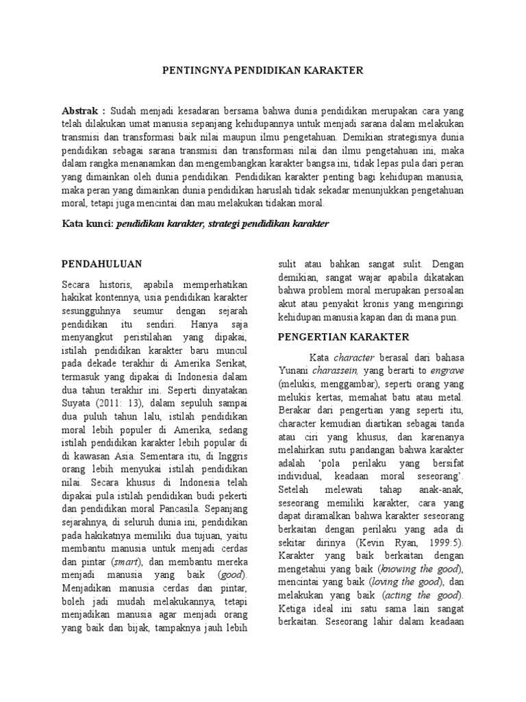 Pentingnya Pendidikan Karakter | PDF