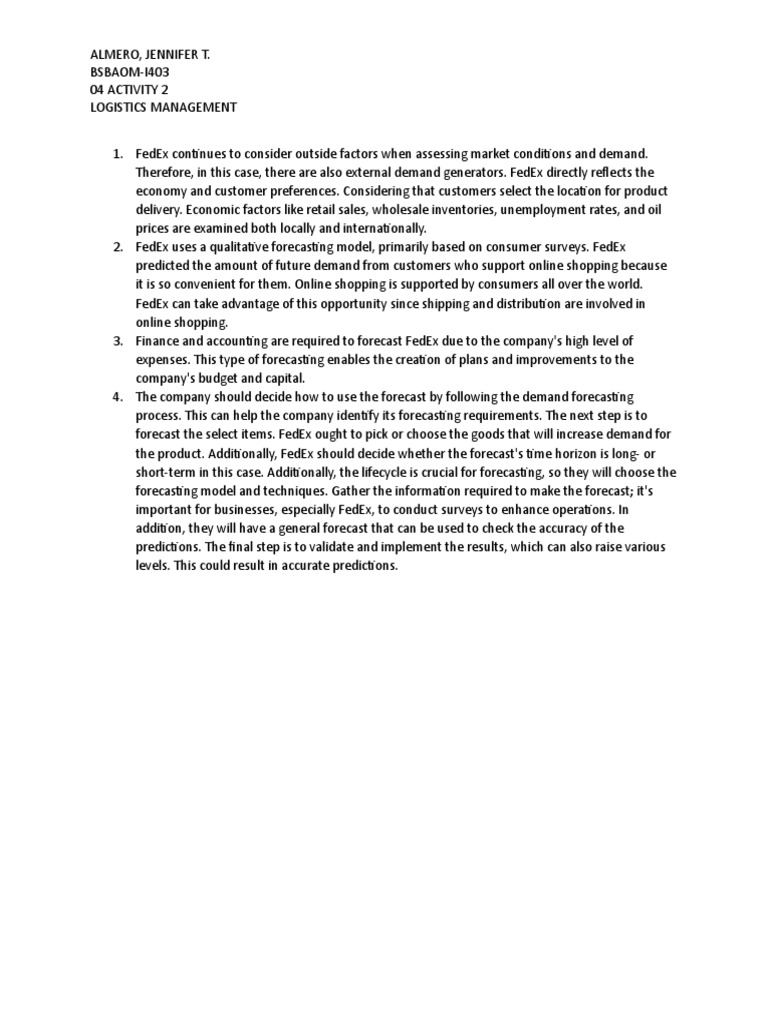 04 Activity 02 Logistics | PDF | Career & Growth | Business