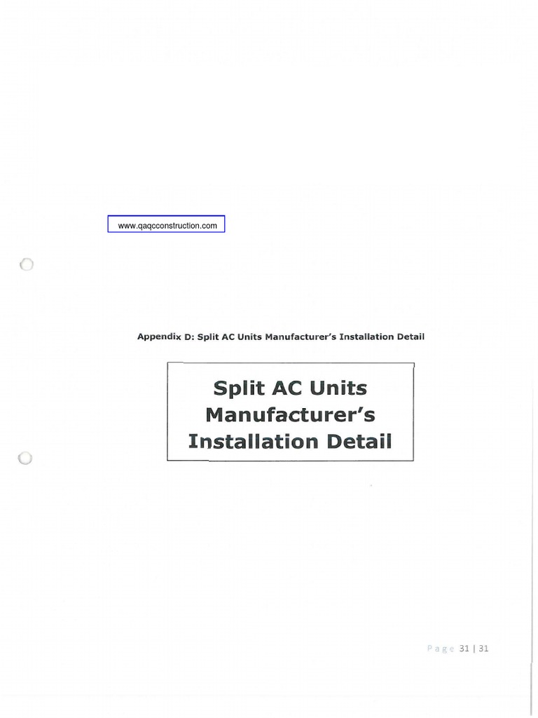 Method Statement For Split AC Manufacturers Installation Details | PDF ...