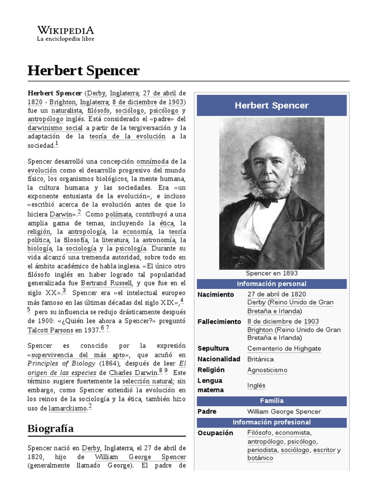 Herbert Spencer | PDF | Evolución | Science