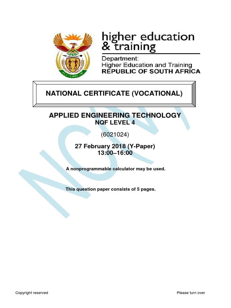 NCV4 Applied Engineering Technology Februarie 2018 | PDF
