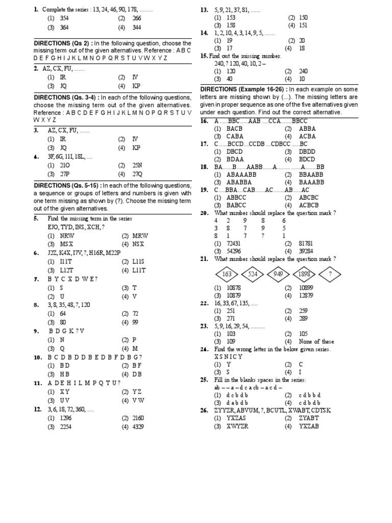 Number and Letter Series | PDF