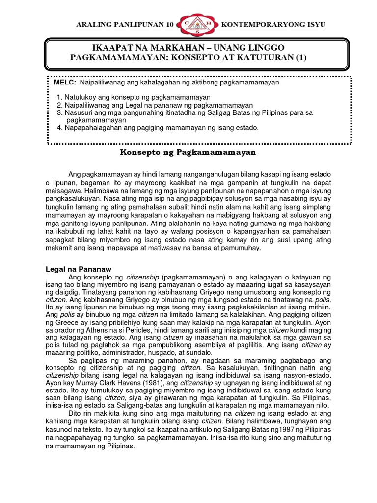 AP10 Quarter-4 LAS Week-1 | PDF