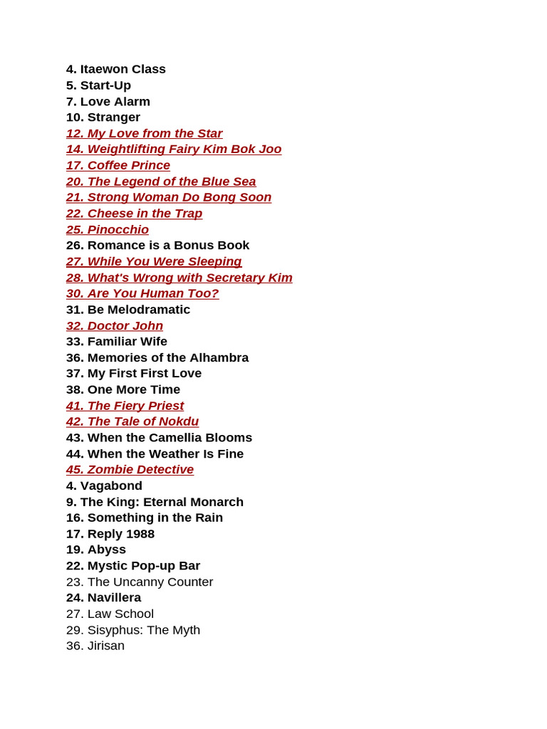 Lista de Series!!!!! (COREANAS) | PDF