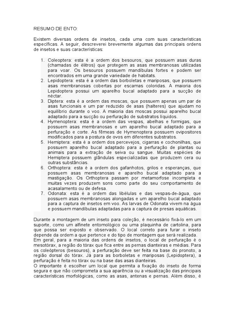 Resumo de Ento | PDF | Insetos | Besouro