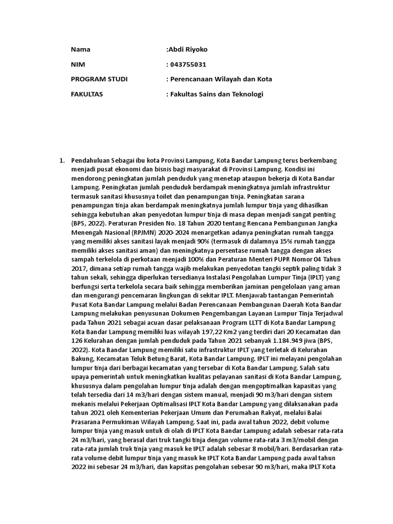 Makalah Tugas 1 Prasana Wilayah Dan Kota | PDF