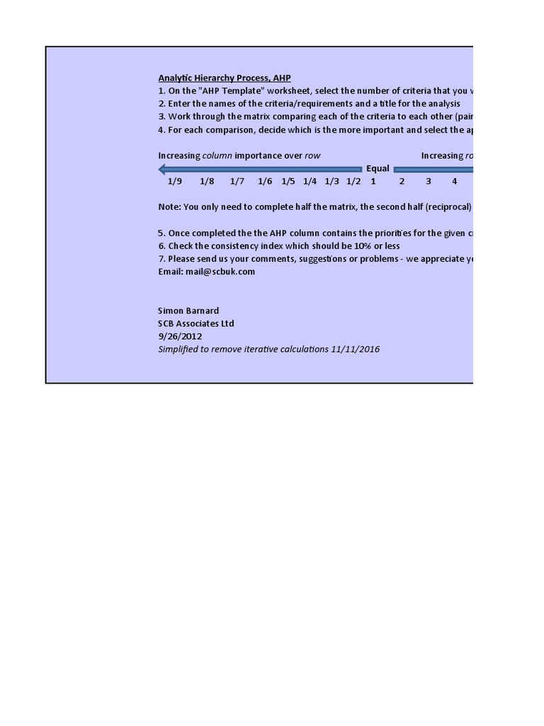 Ahp Template Scbuk-2 | PDF | Cost Of Living | Applied Mathematics