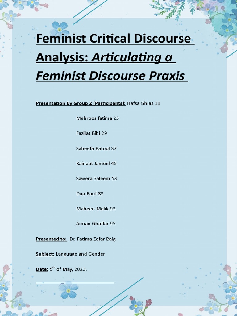 Feminist Critical Discourse Analysis Overview | PDF | Feminism | Gender ...