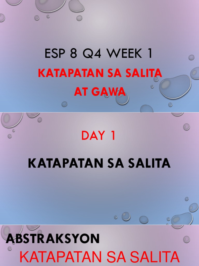 ESP 8 Q4 Week 1 Day 1 | PDF