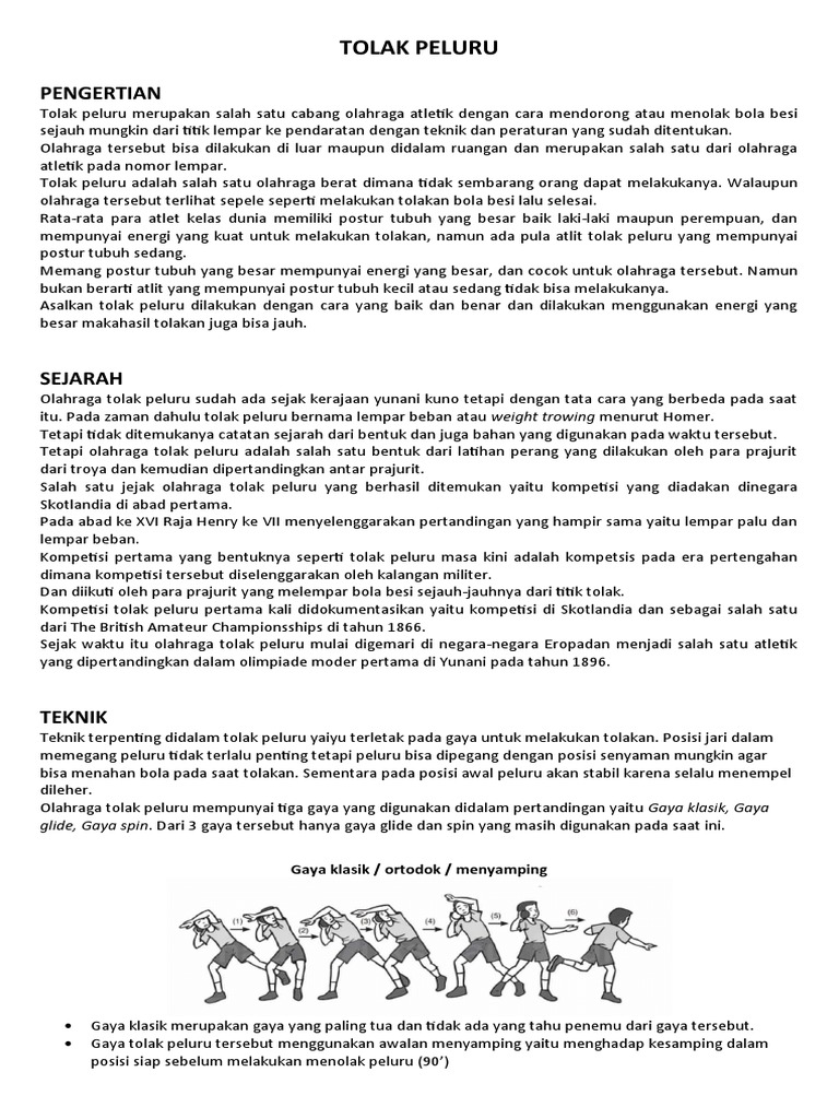Panduan Lengkap Tolak Peluru | PDF