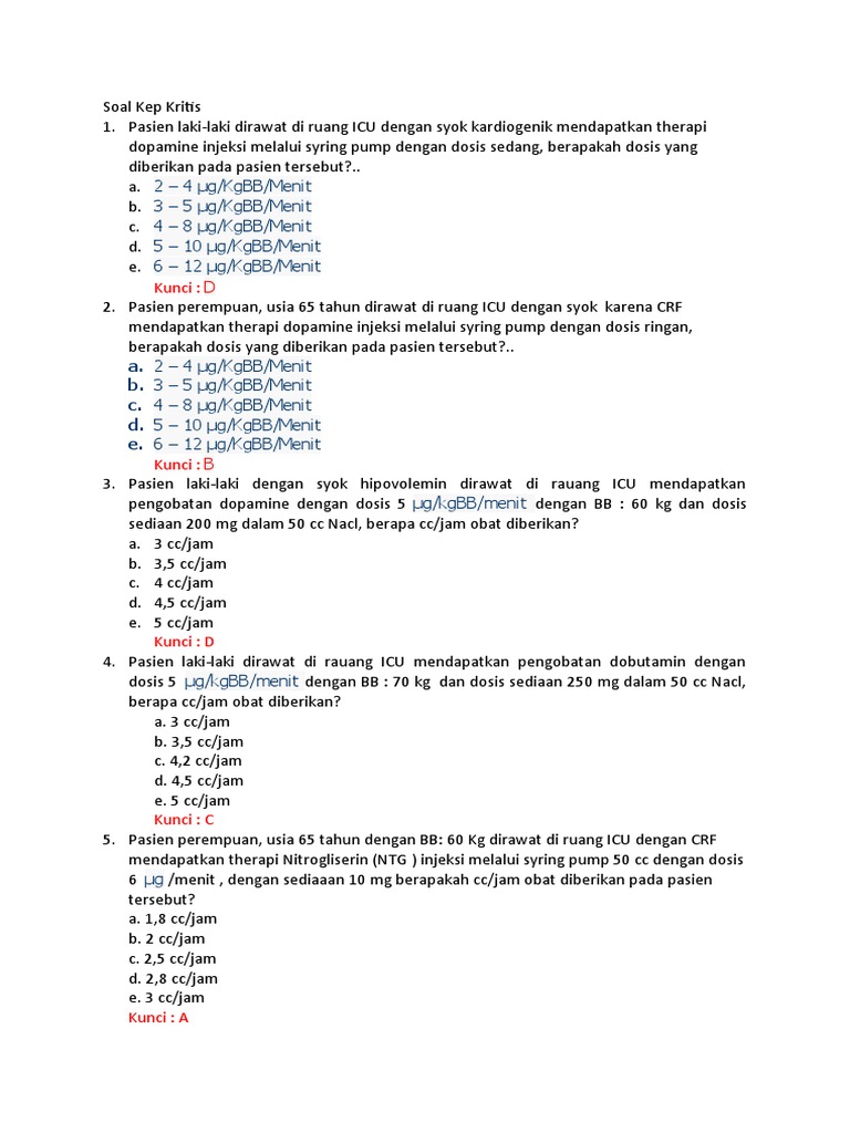 Soal dan Jawaban Terapi ICU | PDF