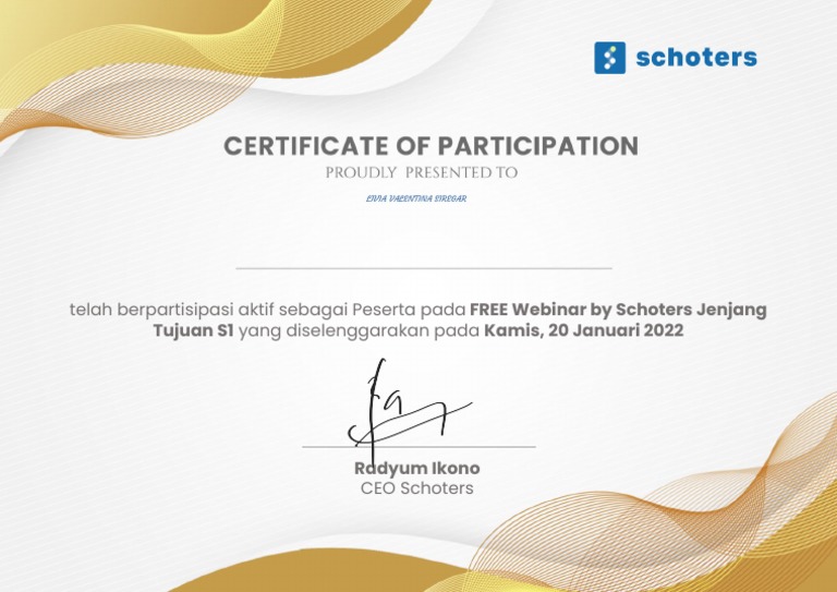 E Certificate FREE Webinar by Schoters | PDF