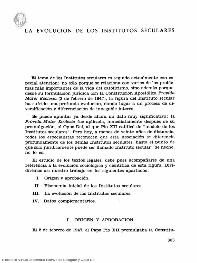 Institutos Seculares | PDF | Iglesia Católica