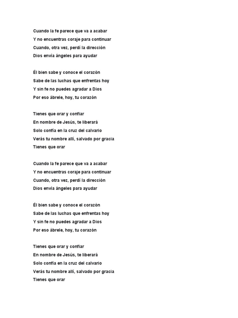 Letra Tienes Que Orar | PDF