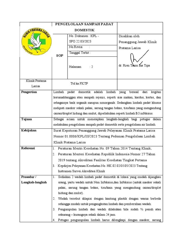 SPO Sampah Domestik | PDF