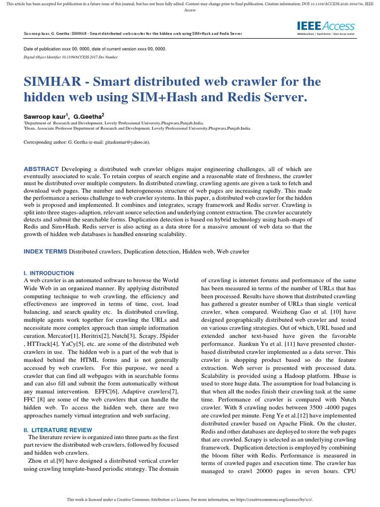 SIMHAR - Smart Distributed Web Crawler For The Hid | PDF | World Wide Web | Internet & Web