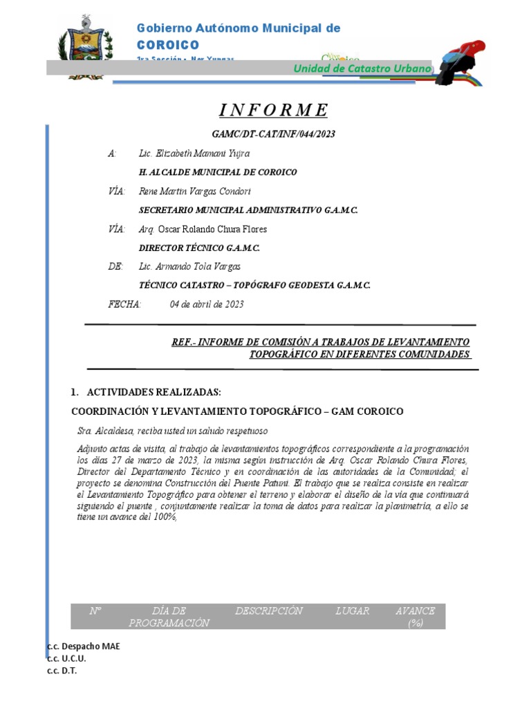 006 - Informe Tecnico - Salidas A Campo | PDF