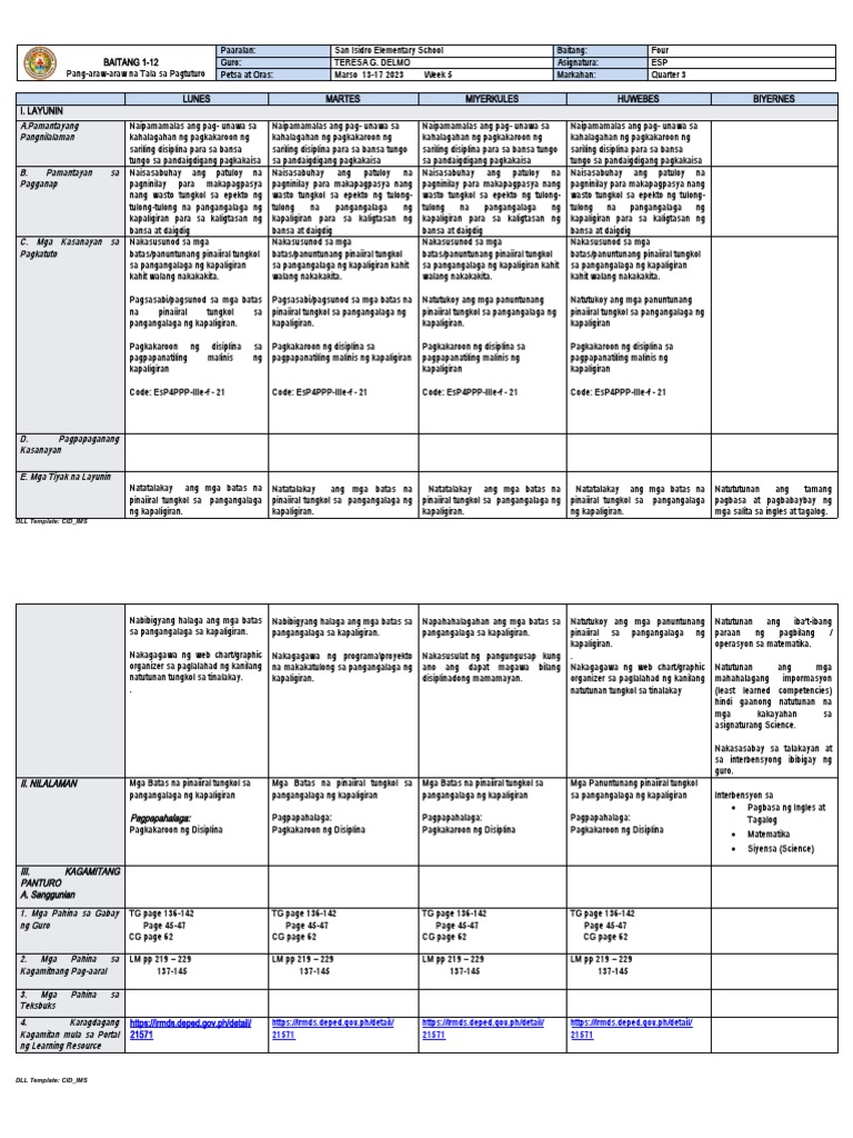 Esp4 Quarter-3 Week-5 | PDF