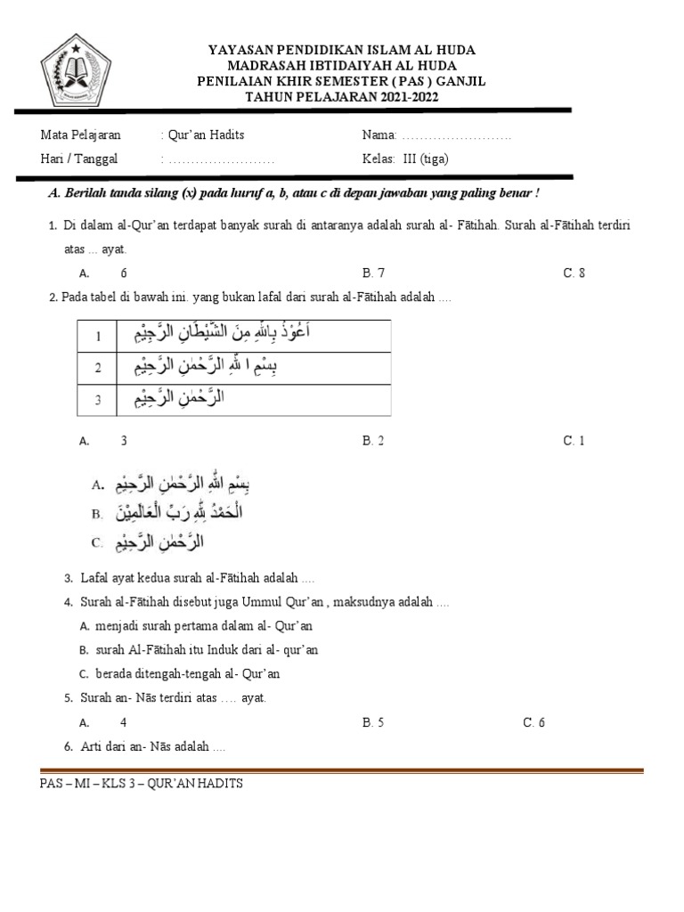 PAS QURDIS SEM1 Ok | PDF