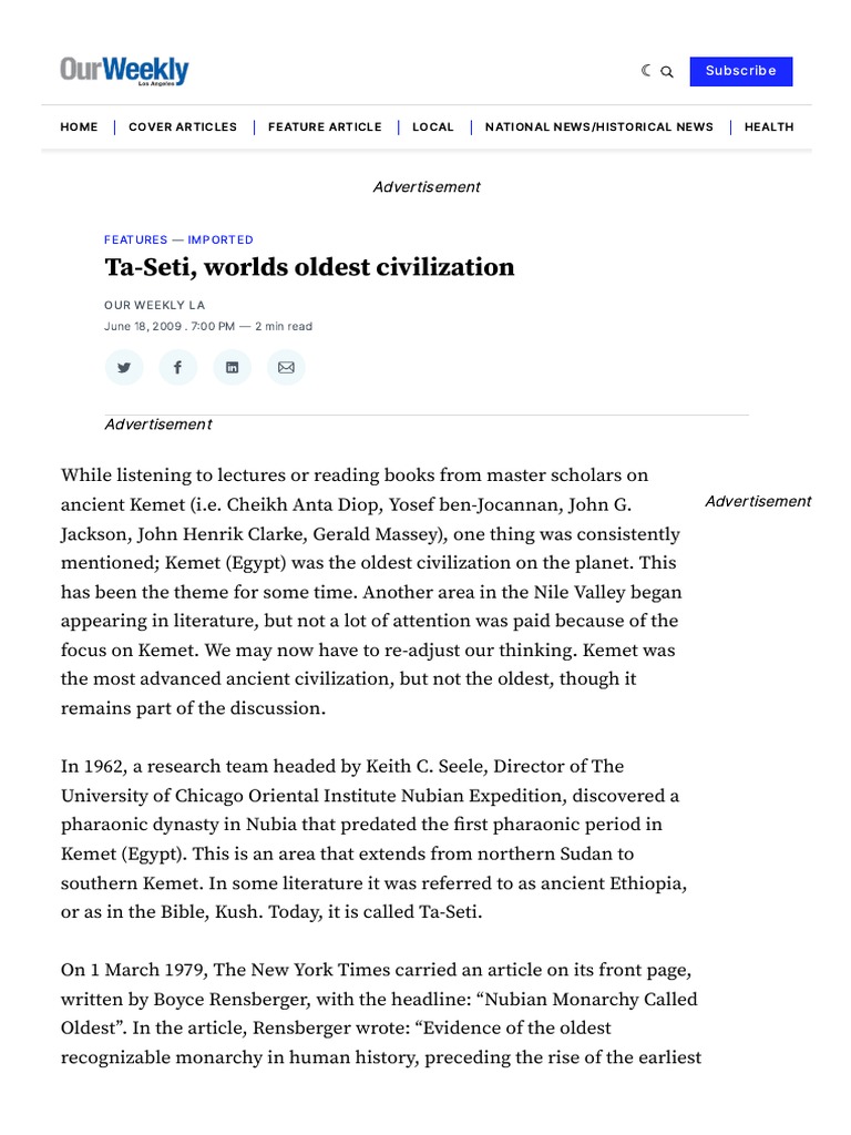 Ta Seti, Worldsoldestcivilization OurWeekly 1684179754217 | PDF | Egypt | Pharaoh