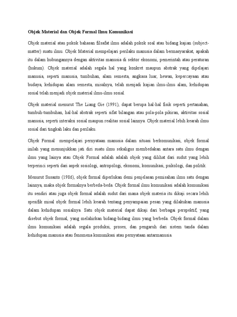 Objek Material Dan Objek Formal Ilmu Komunikasi | PDF