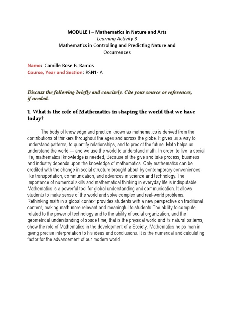 MMW Module1 Act 3 | PDF | Mathematics | Knowledge