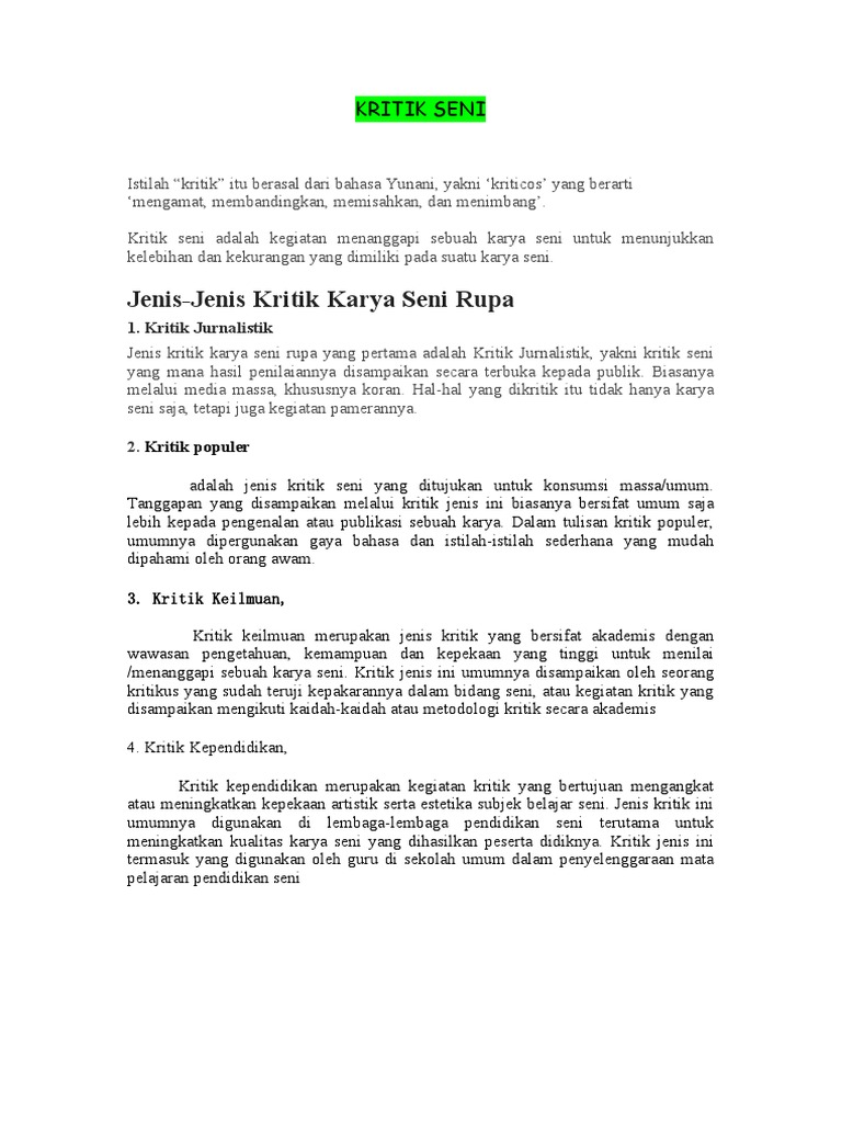 Kritik Seni 2023 | PDF