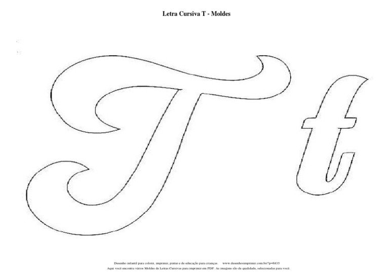 Moldes de Letras Cursivas para Imprimir Letra Cursiva T | PDF
