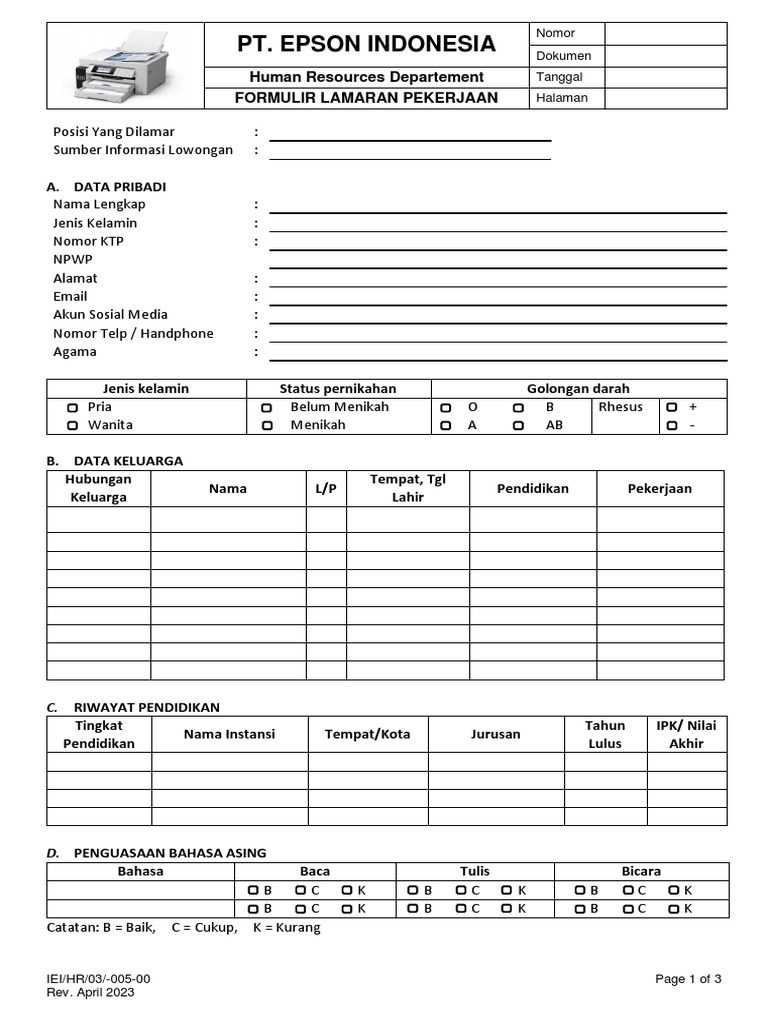 Form PT Epson | PDF