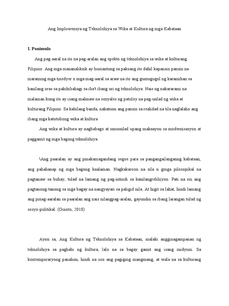 Ang Impluwensya NG Teknolohiya Sa Wika at Kultura PETA IN KOMPAN | PDF