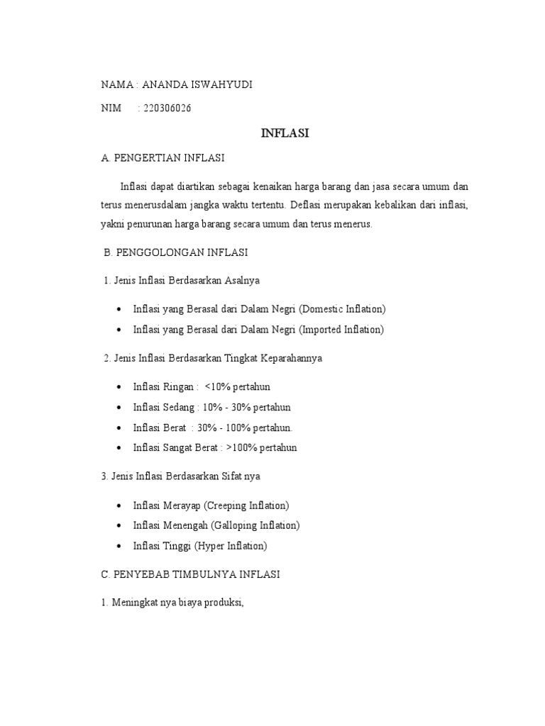 Jenis dan Dampak Inflasi | PDF