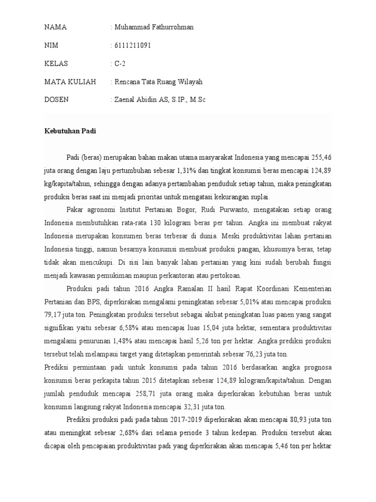 Tugas RTRW - Muhammad Fathur 091 | PDF