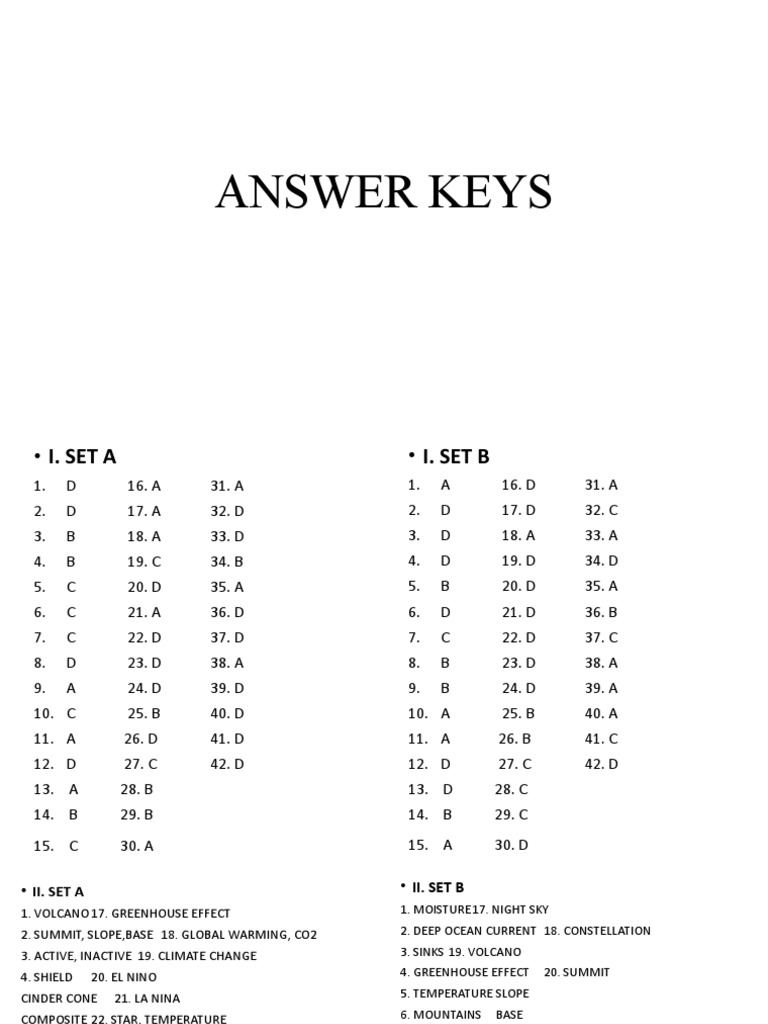 Answer Key | PDF | Climate Change | Electron