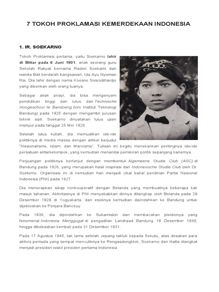 7 Tokoh Proklamasi Kemerdekaan Indonesia | PDF