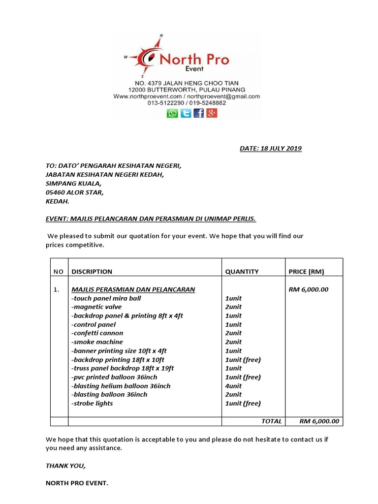 Sukan KKM Launching Quotation | PDF