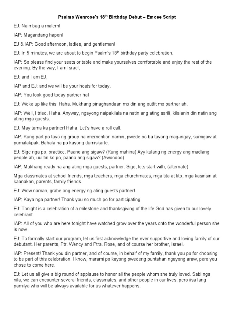 Emcee Script Full | PDF