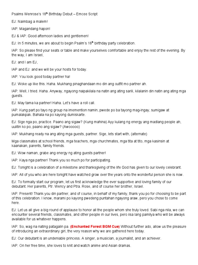 Emcee Script Draft | PDF