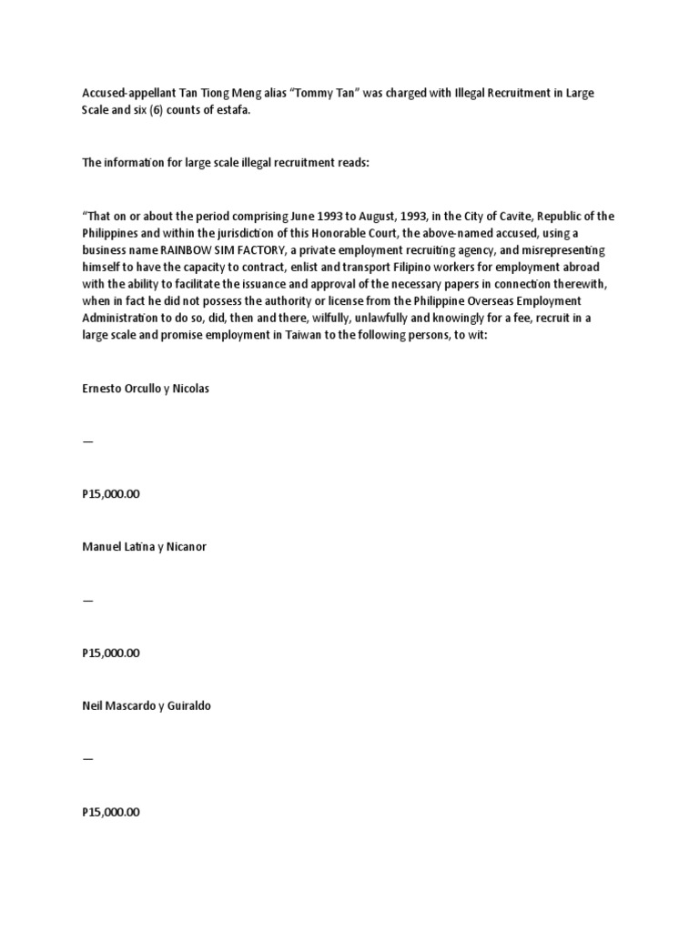 People vs. Tan Tiong Meng Digest | PDF | Government | Crimes